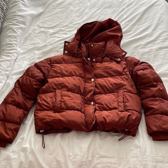 Sebby | Jackets & Coats | Rust Puffer With Detachable Hood | Poshmark